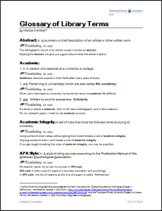 Glossary of Library Terms – Melissa Svendsen